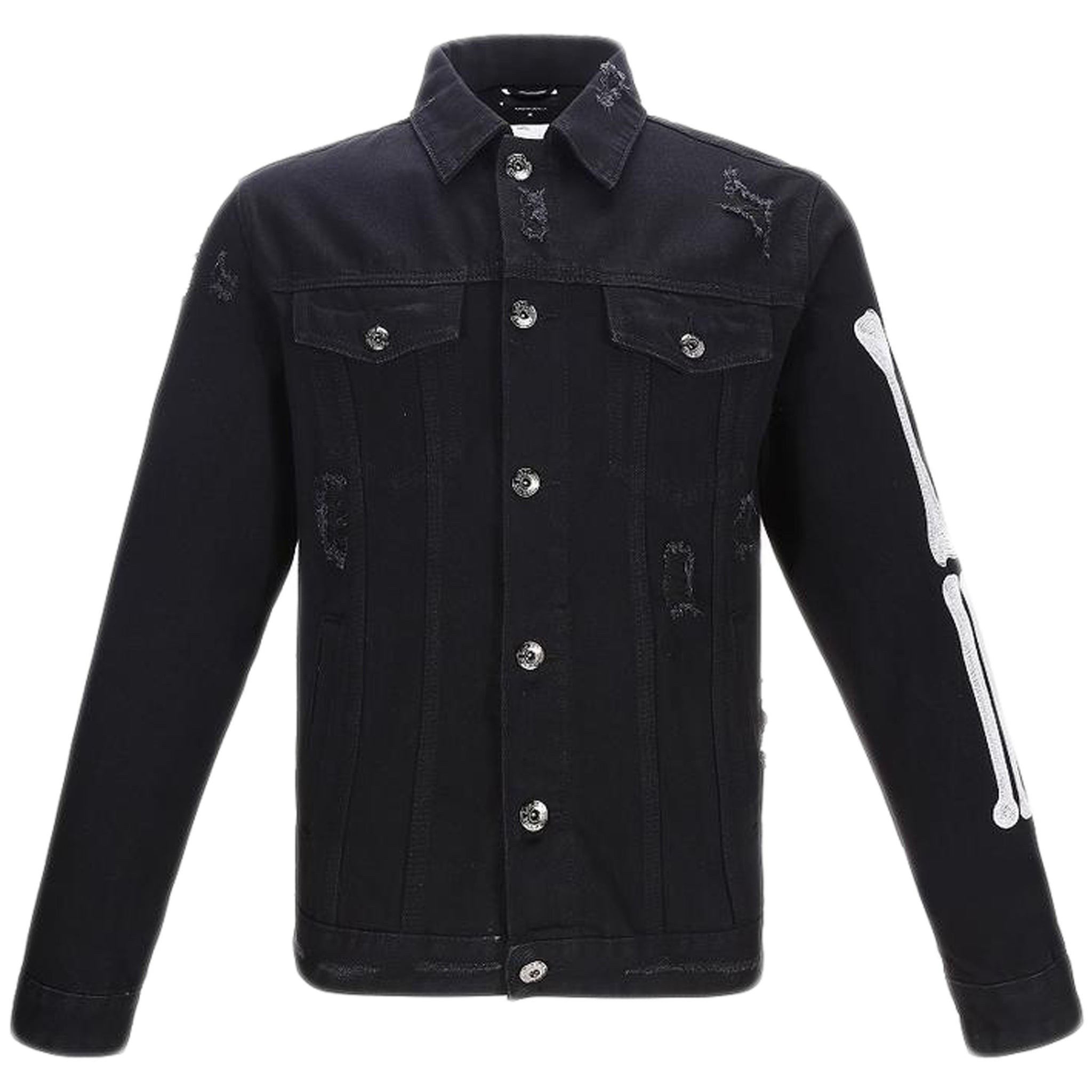 Foreign Local 1.5 - Chain Stitch Embroidered Spiral Denim Jacket (blac